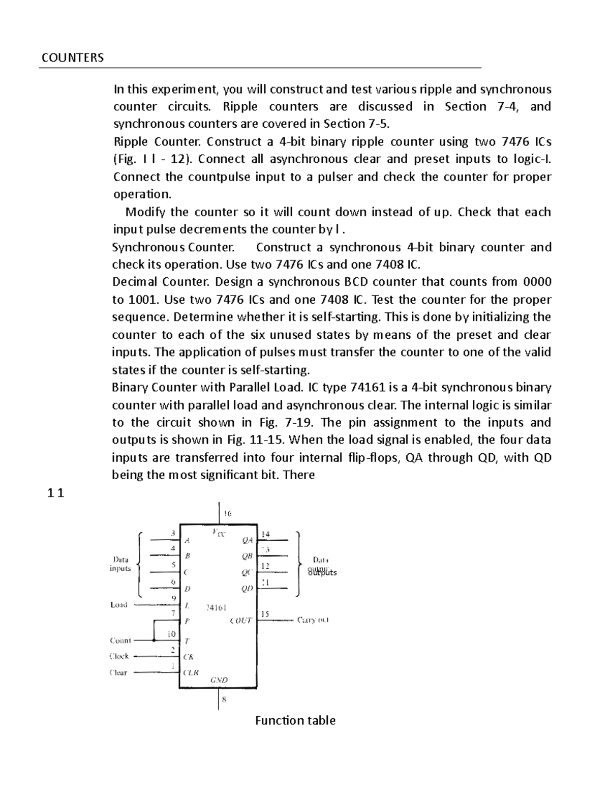 Counters - COUNTERS In this experiment, you will construct and test ...