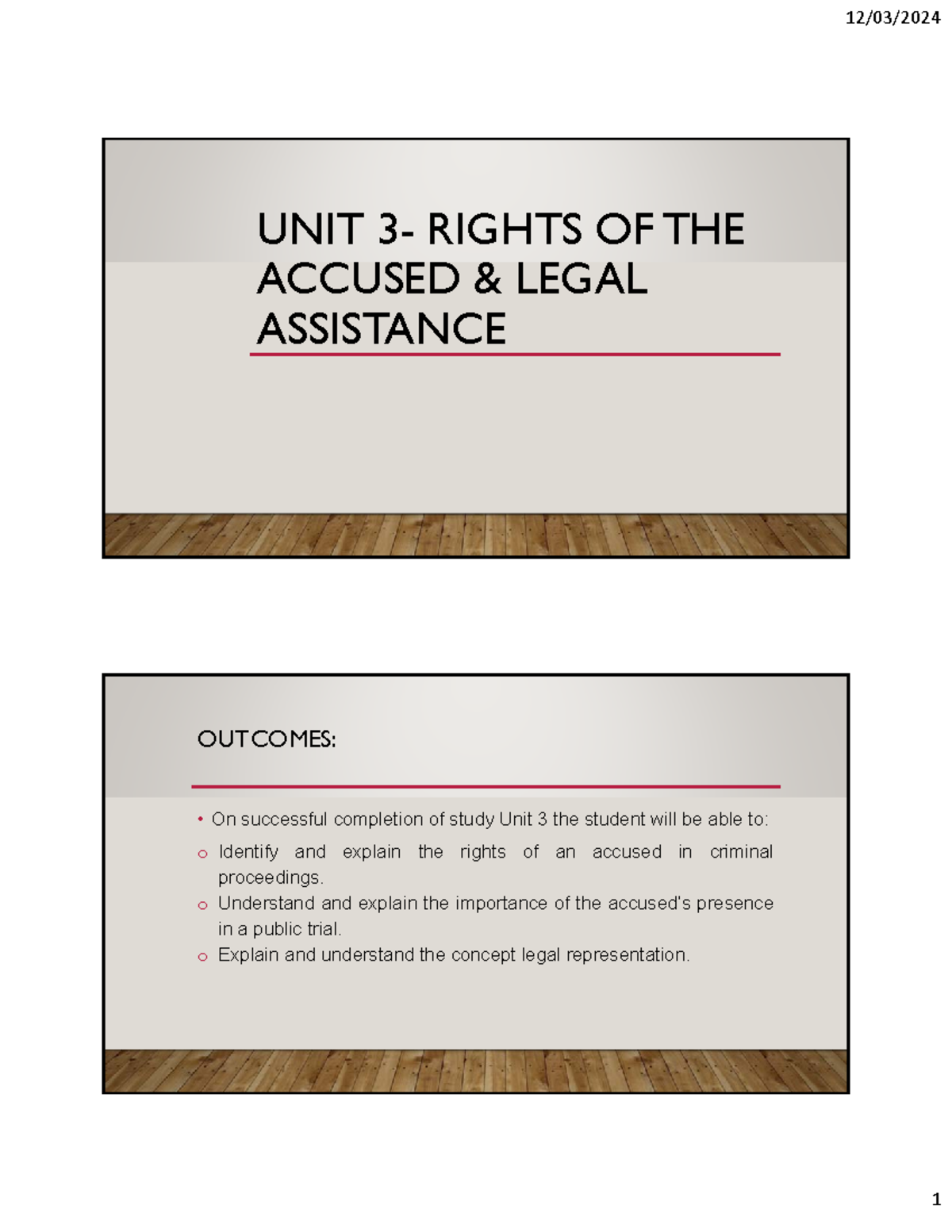 Unit 3 rights of the accused legal - UNIT 3- RIGHTS OF THE ACCUSED ...