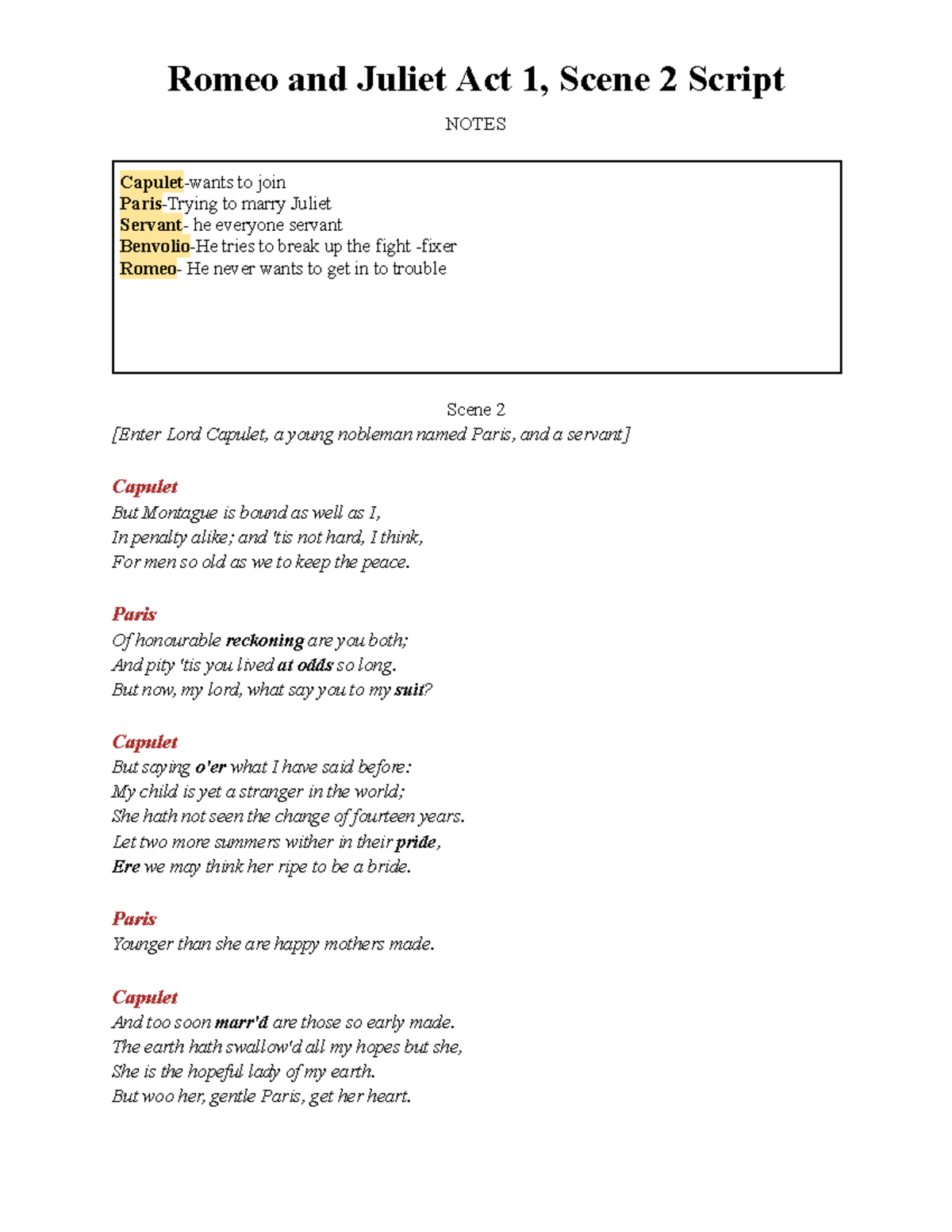 Aaliyah Martinez - Romeo and Juliet Act 1, Scene 2 Script - Romeo and ...