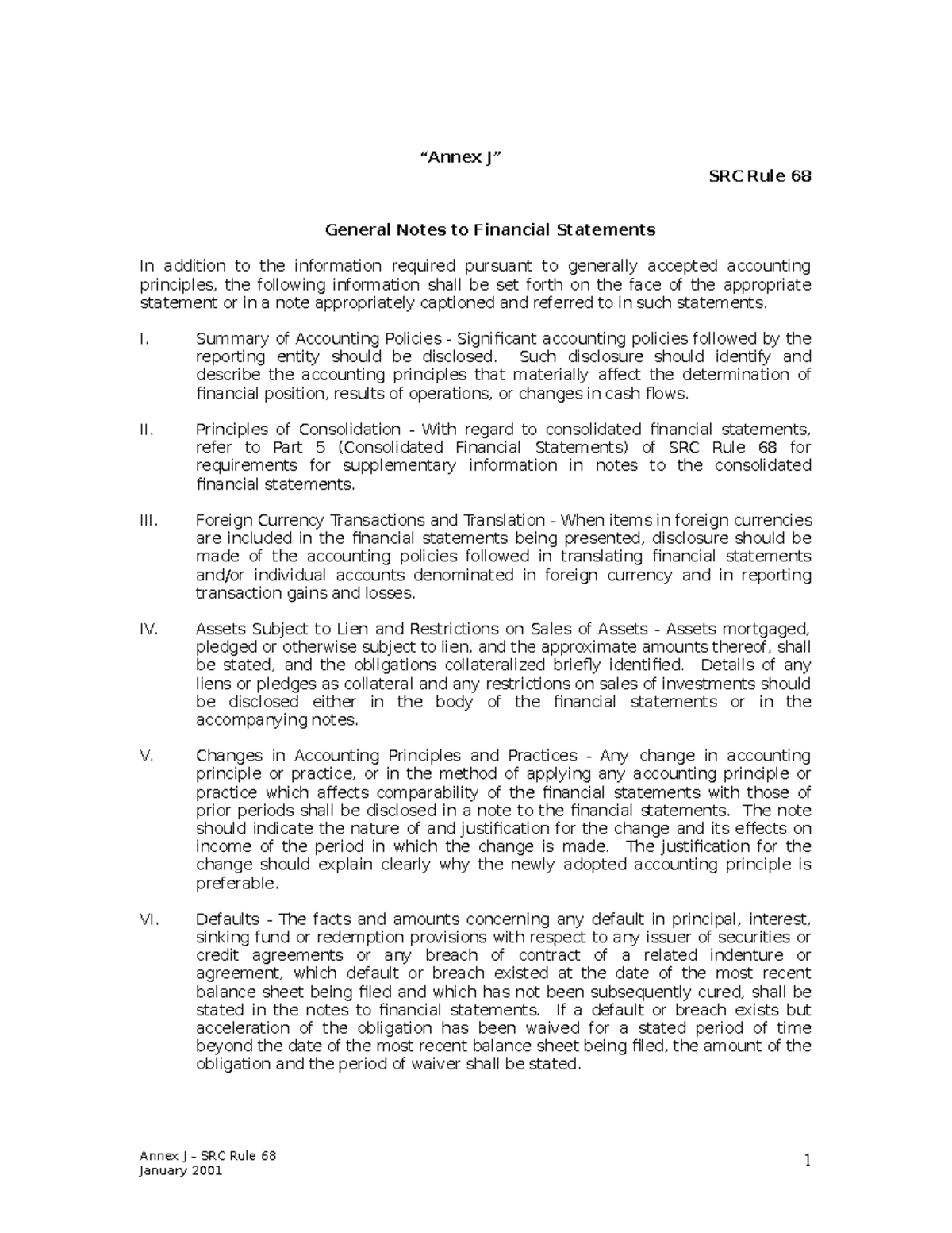 Annex-J - iuyfuiy7 - “Annex J” SRC Rule 68 General Notes to Financial ...