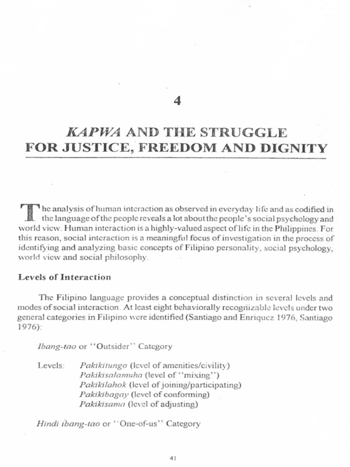 kapwa and the struggle - BS Psychology - Studocu