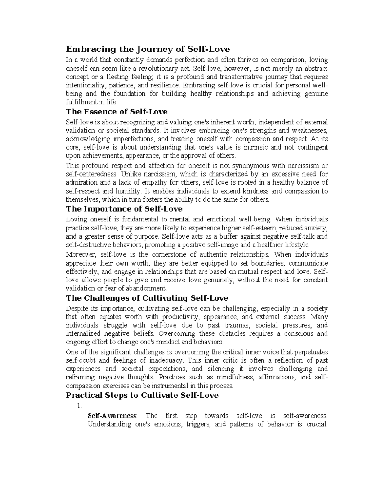 Embracing the Journey of Self - Embracing the Journey of Self-Love In a ...