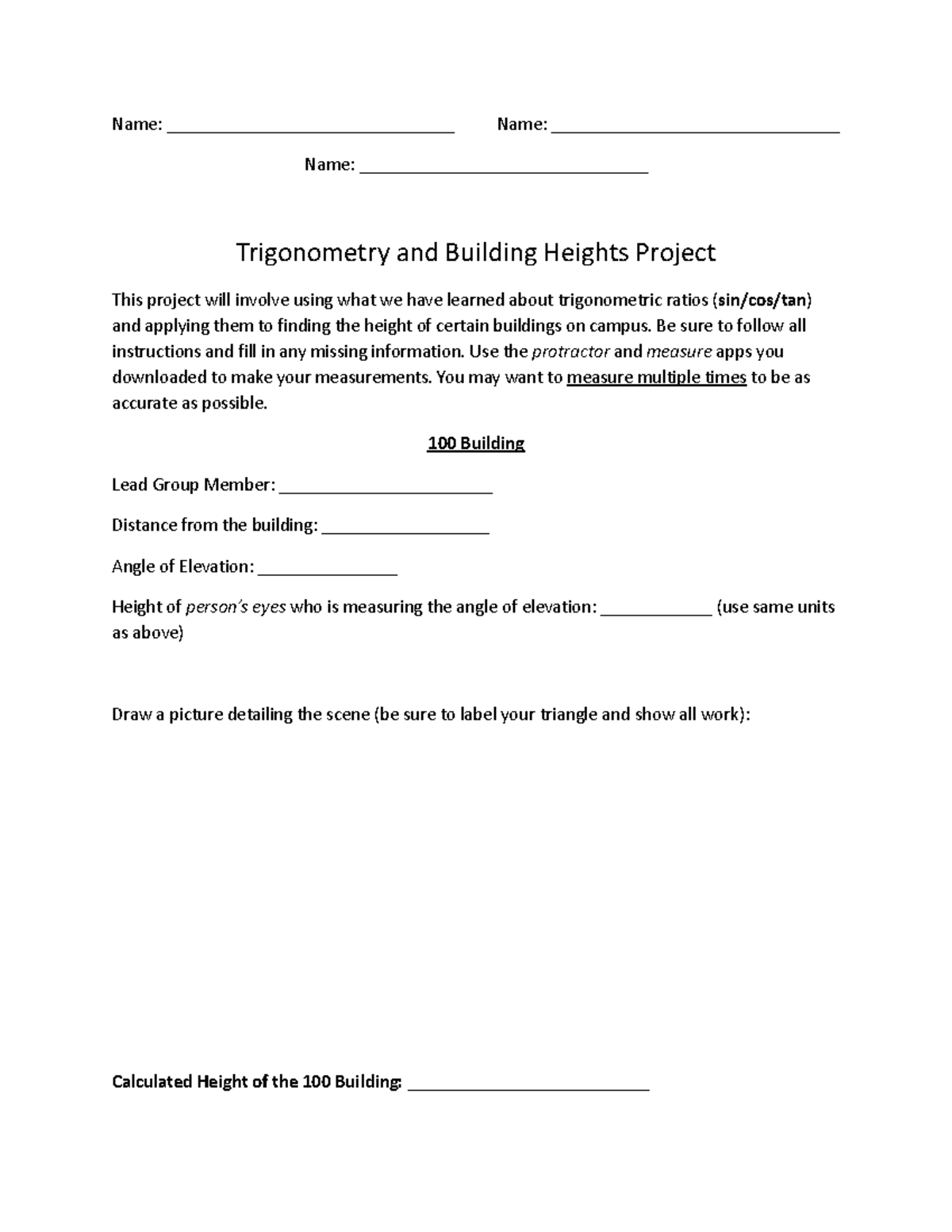 Trig Building Height Project - Name ...
