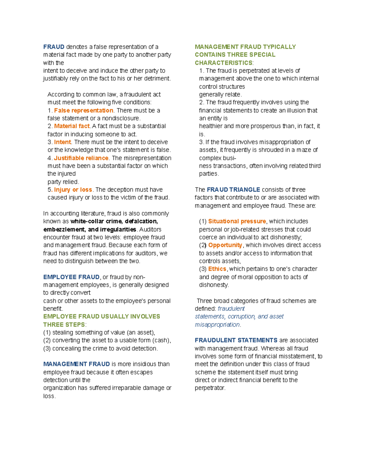 Hall book Chapter 3 - FRAUD denotes a false representation of a ...