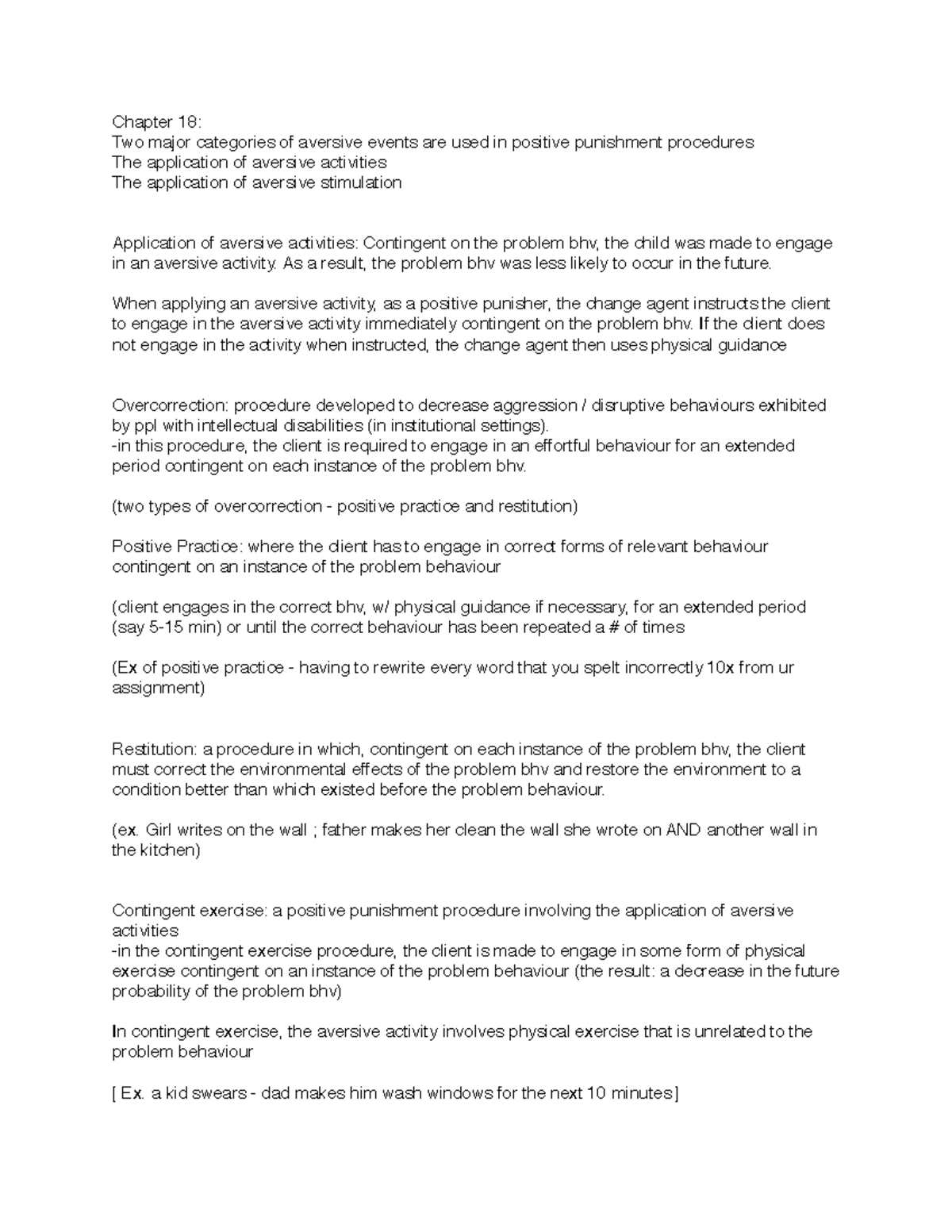 L282 chapter 18 Pdfsd - Chapter 18: Two major categories of aversive ...