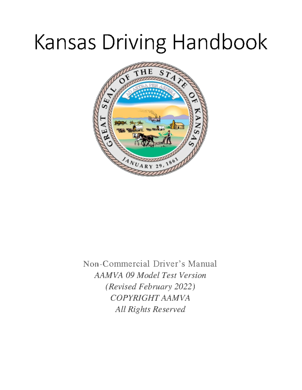 Driving TEST - TEST KANSA - Kansas Driving Handbook Non-Commercial ...