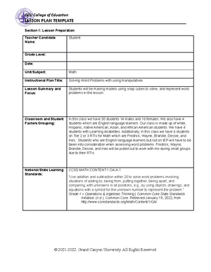 Lesson Planning Effective Strategies - LESSON PLAN TEMPLATE Section 1 ...
