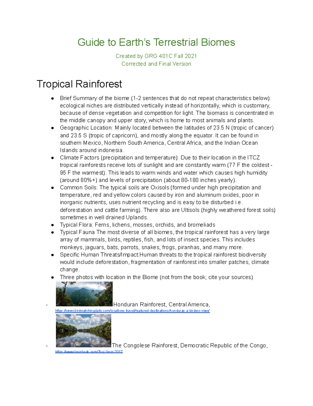 Terrestrial Biomes Fall 2021 - Guide to Earth’s Terrestrial Biomes ...