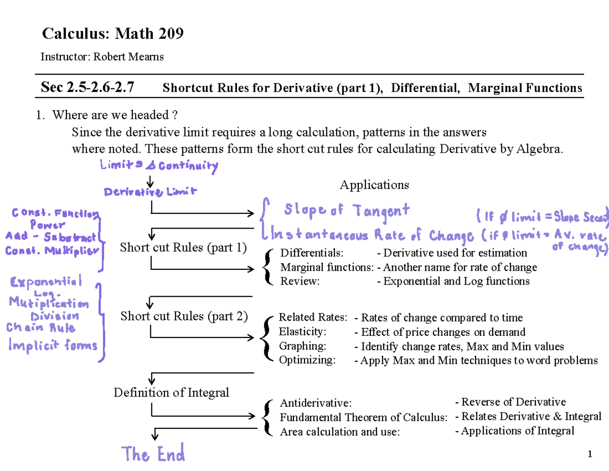 Note Outline Sec 2.5-2 - math notes - Calculus: Math 209 Sec 2.5-2.6-2 ...