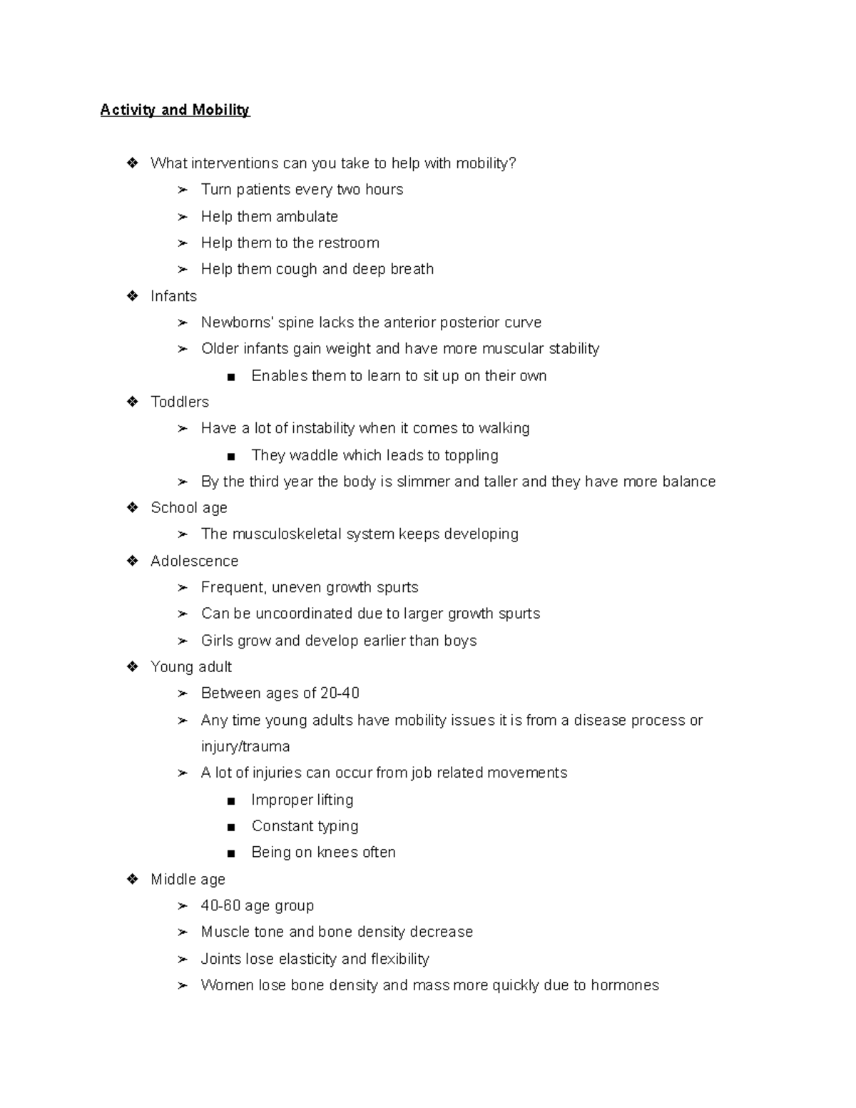 Activity and Mobility - Lecture notes 1 - Activity and Mobility What ...