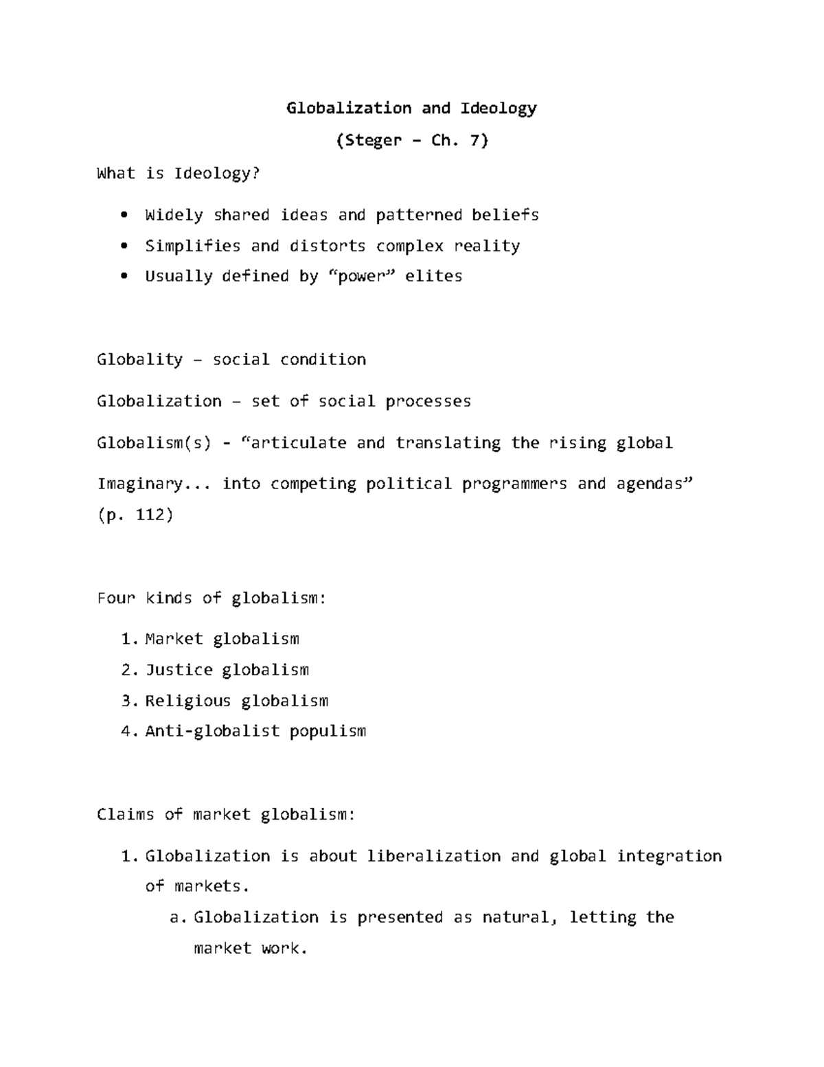 Oct 12, Globalization and Ideology - Globalization and Ideology (Steger ...