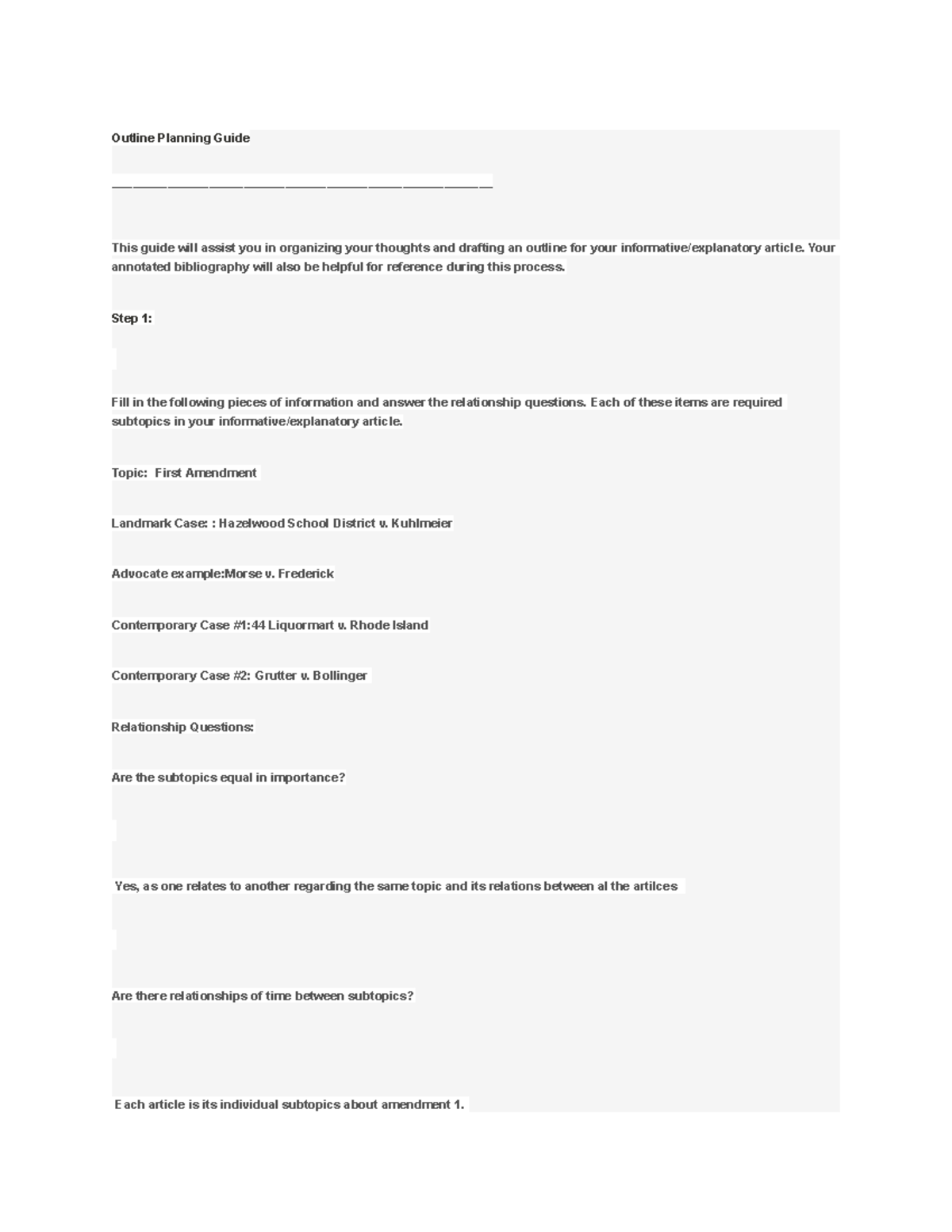 t 03.07 Outlining the Facts - Outline Planning Guide This guide will ...