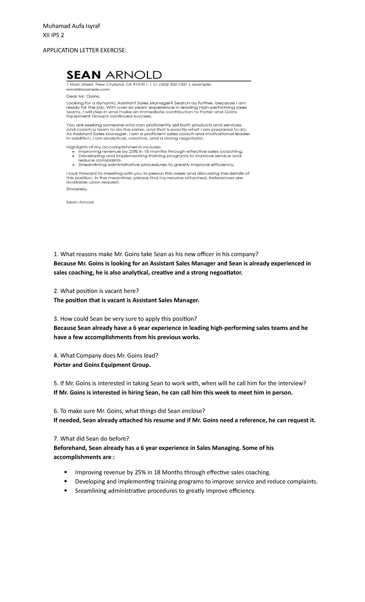 Application Letter Exercise (Muhamad Aufa Isyraf) - Muhamad Aufa Isyraf ...