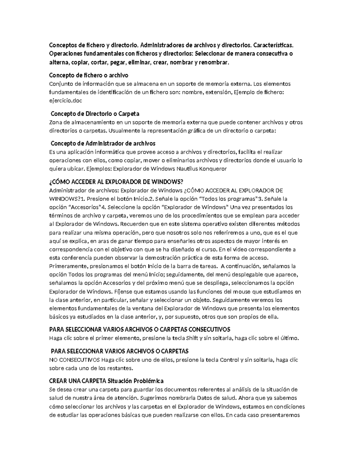Puntos de trabajo - Conceptos de fichero y directorio. Administradores de archivos y directorios ...