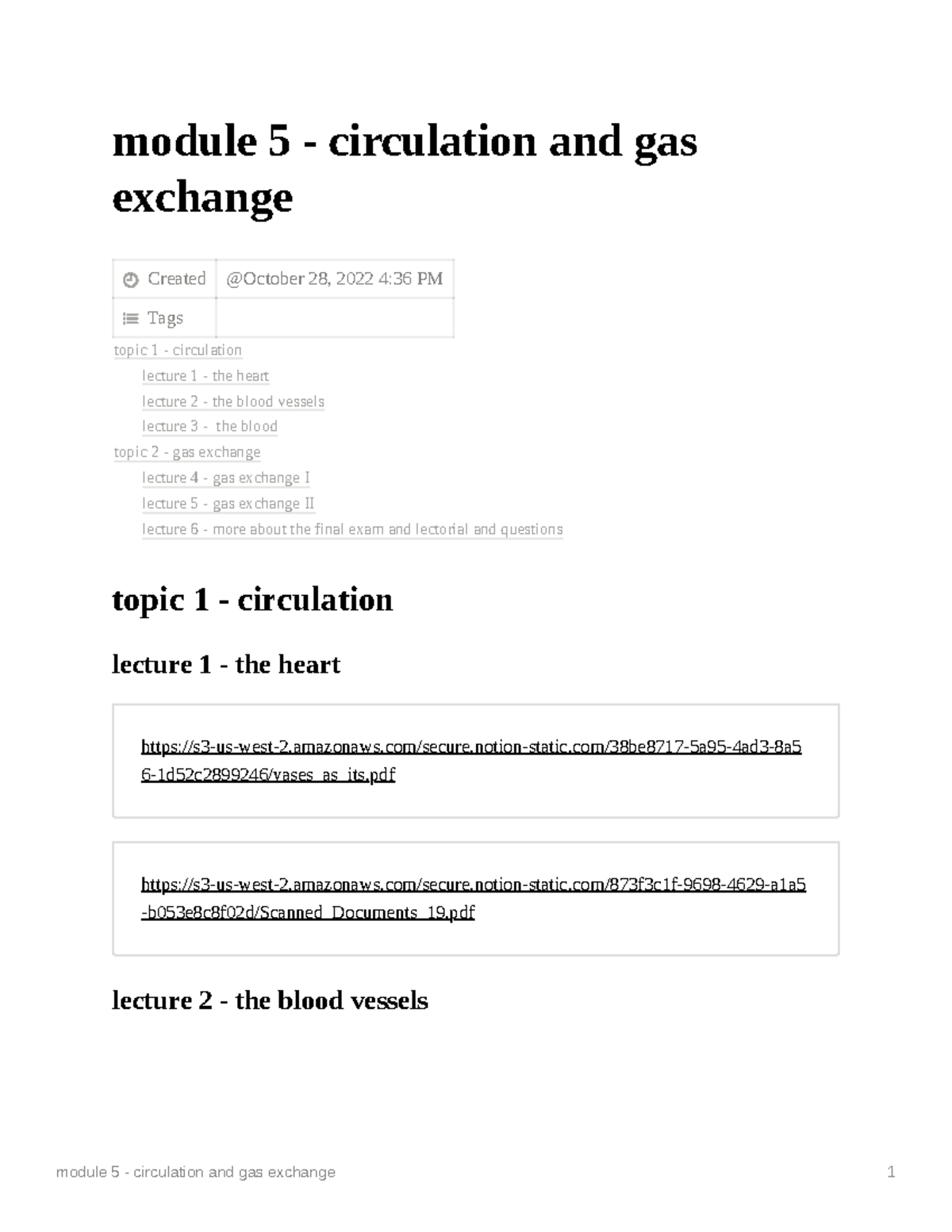 Module 5 - circulation and gas exchange summary - module 5 - circulation and gas exchange ...