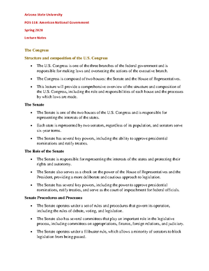POS 110 Lecture Notes 5 Federalism - POS 110: American National ...