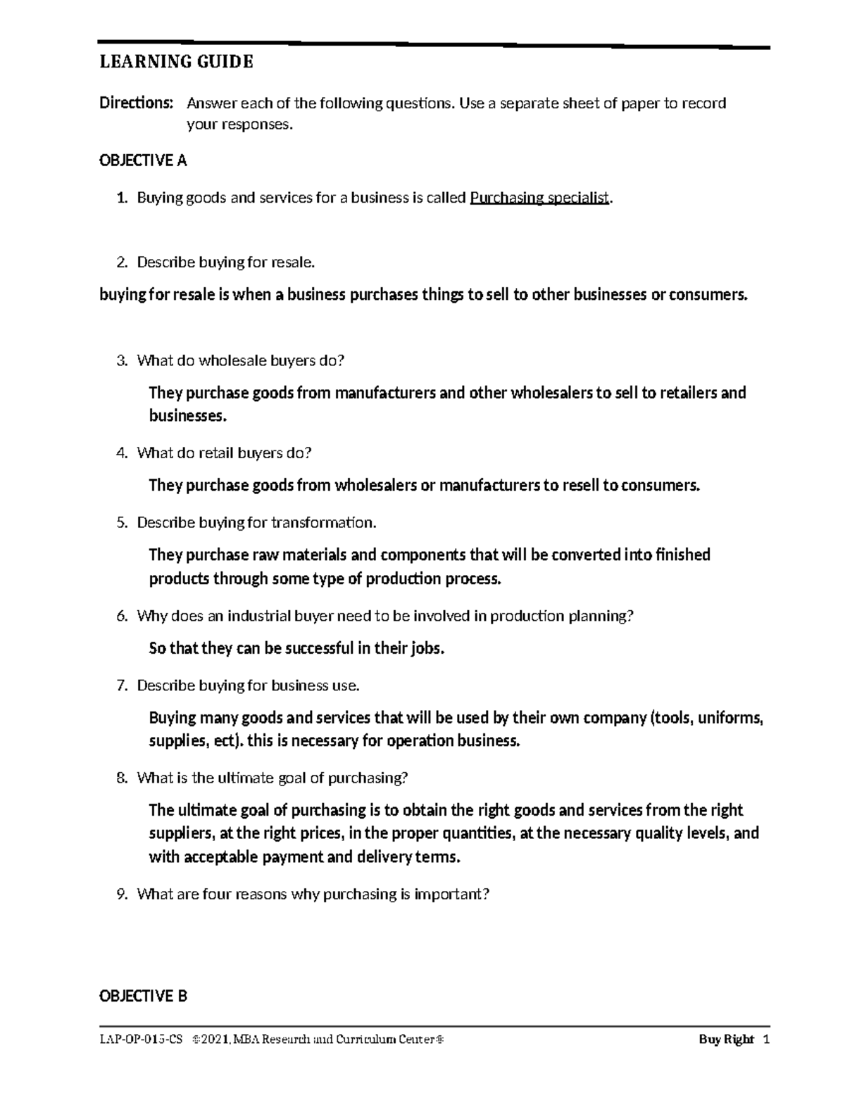 Copy of 4.02 - Learning Guide - LEARNING GUIDE Directions: Answer each ...