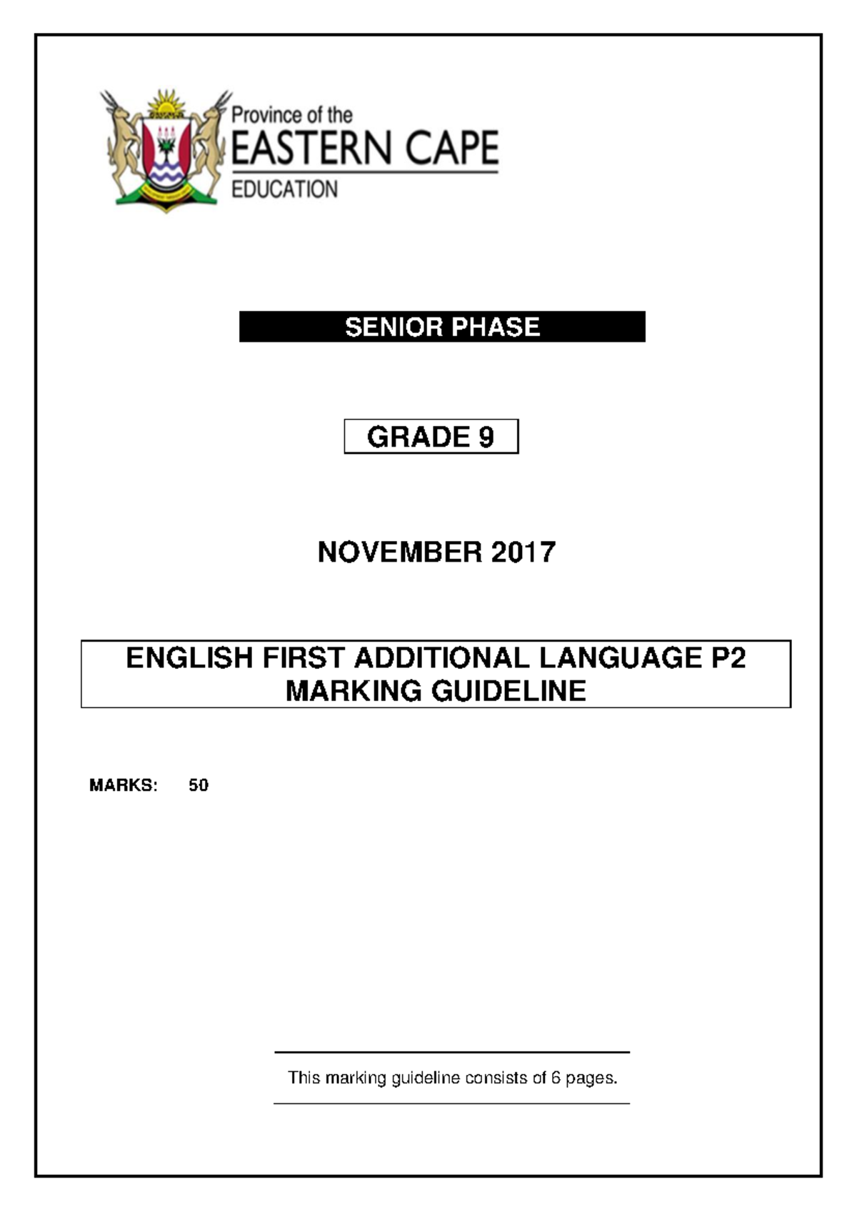 Paper 2 grade 9 eastern cape - SENIOR PHASE GRADE 9 NOVEMBER 2017 ...