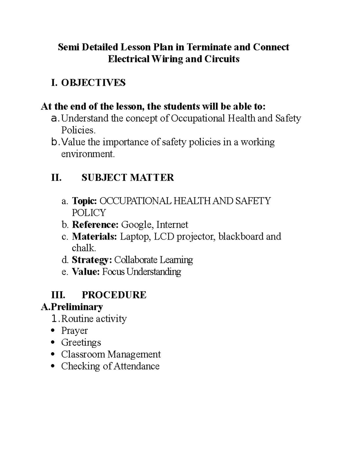 Semi Detailed Lesson Plan Terminate and Connect - Semi Detailed Lesson ...