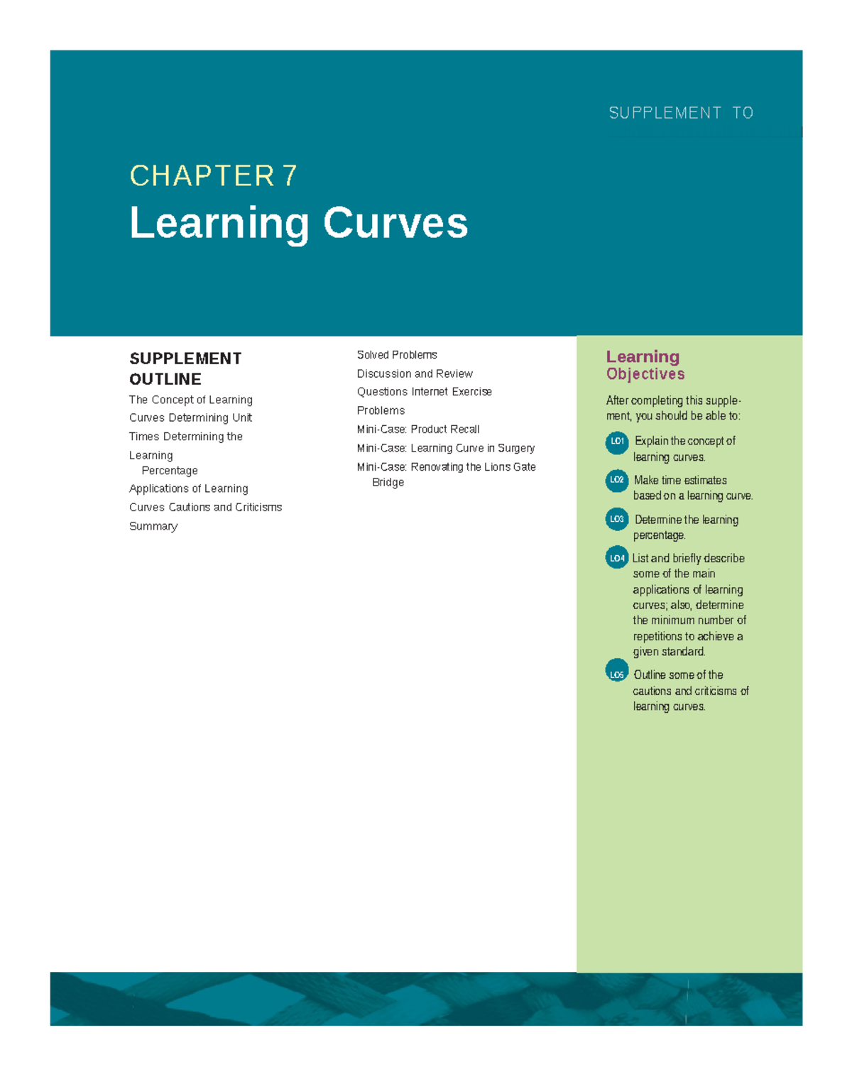 Croc 4 - Us the late 😭 hnd - SUPPLEMENT TO CHAPTER 7 Learning Curves ...