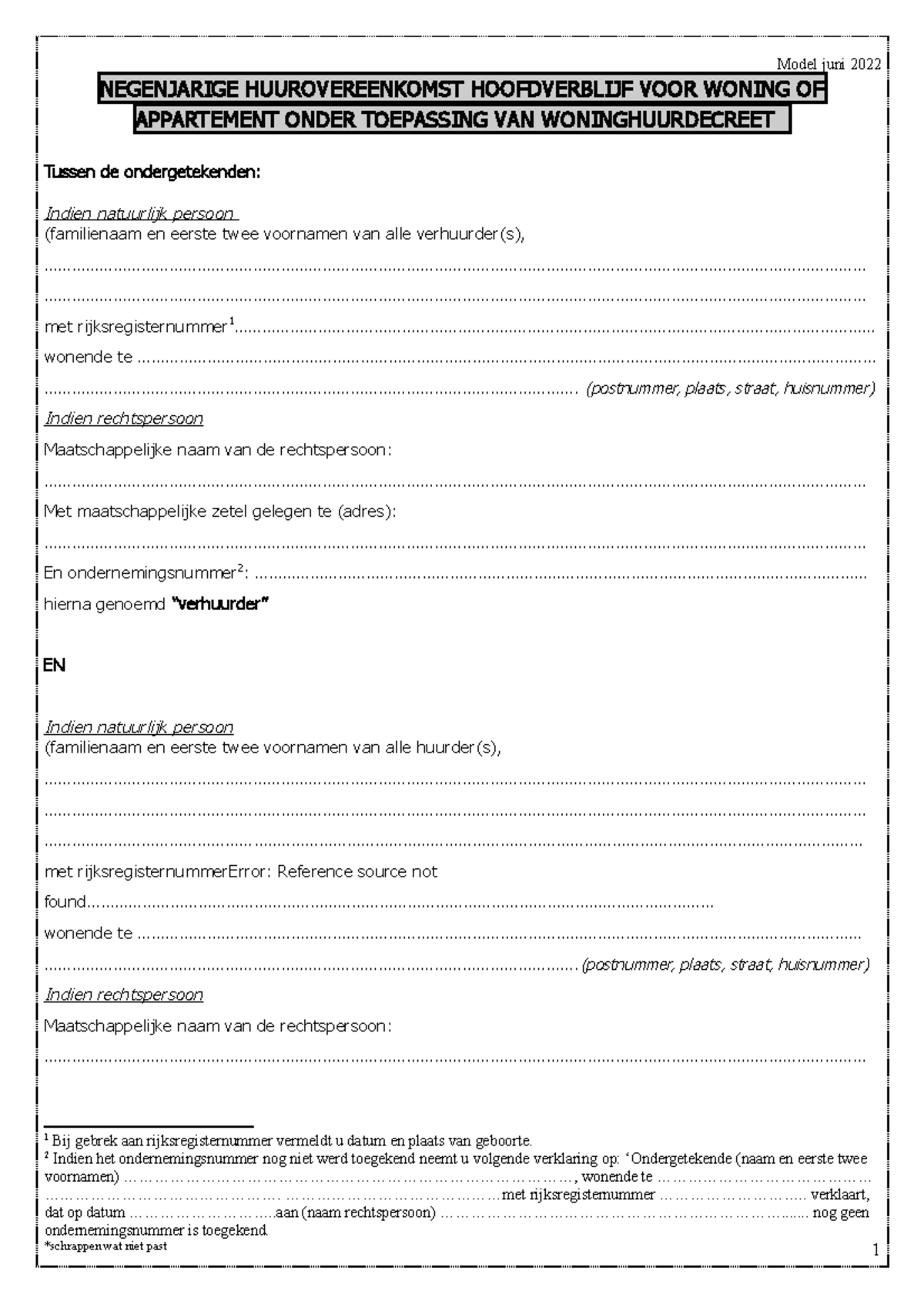 2. Modelcontract 9 jaar juni -2022 - NEGENJARIGE HUUROVEREENKOMST ...