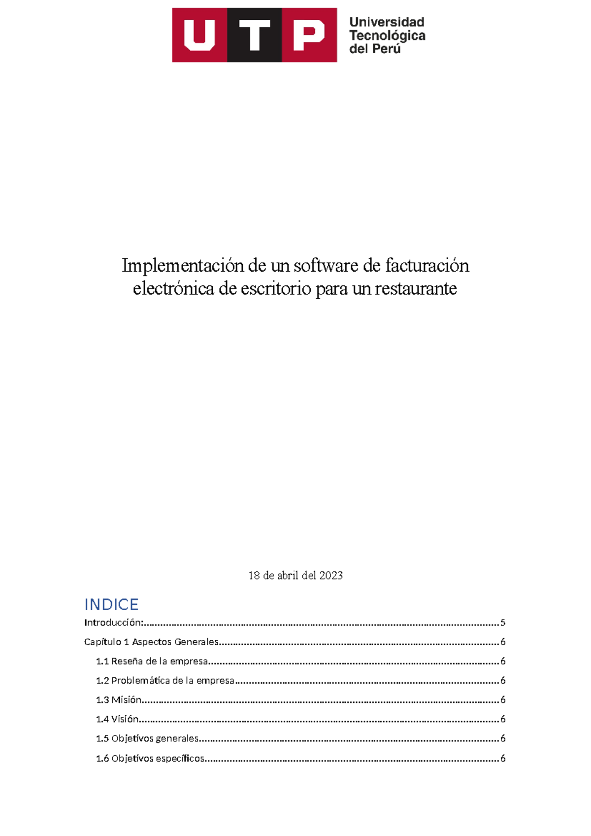 Implementación de un software de facturación electrónica de escritorio para un restaurante - Studocu