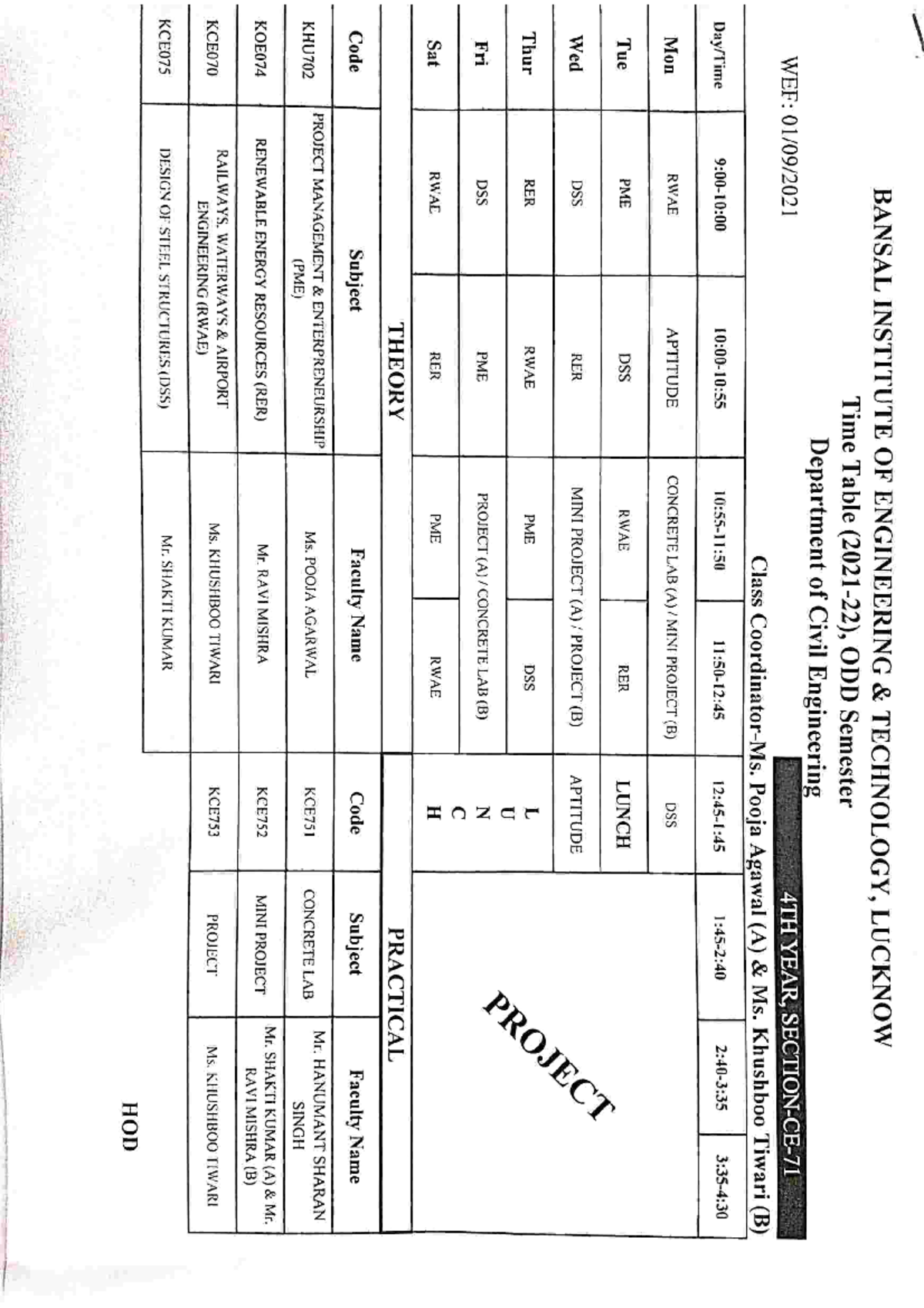 Time table new - Summary B.Tech CSE (2nd Year) - Studocu
