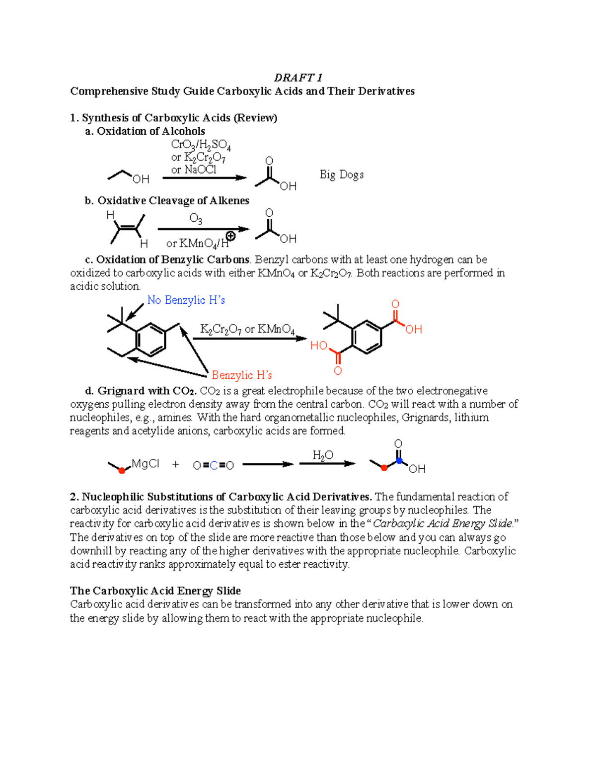 Comprehensive Study Guide Carboxylic Acids and Their Derivatives ...