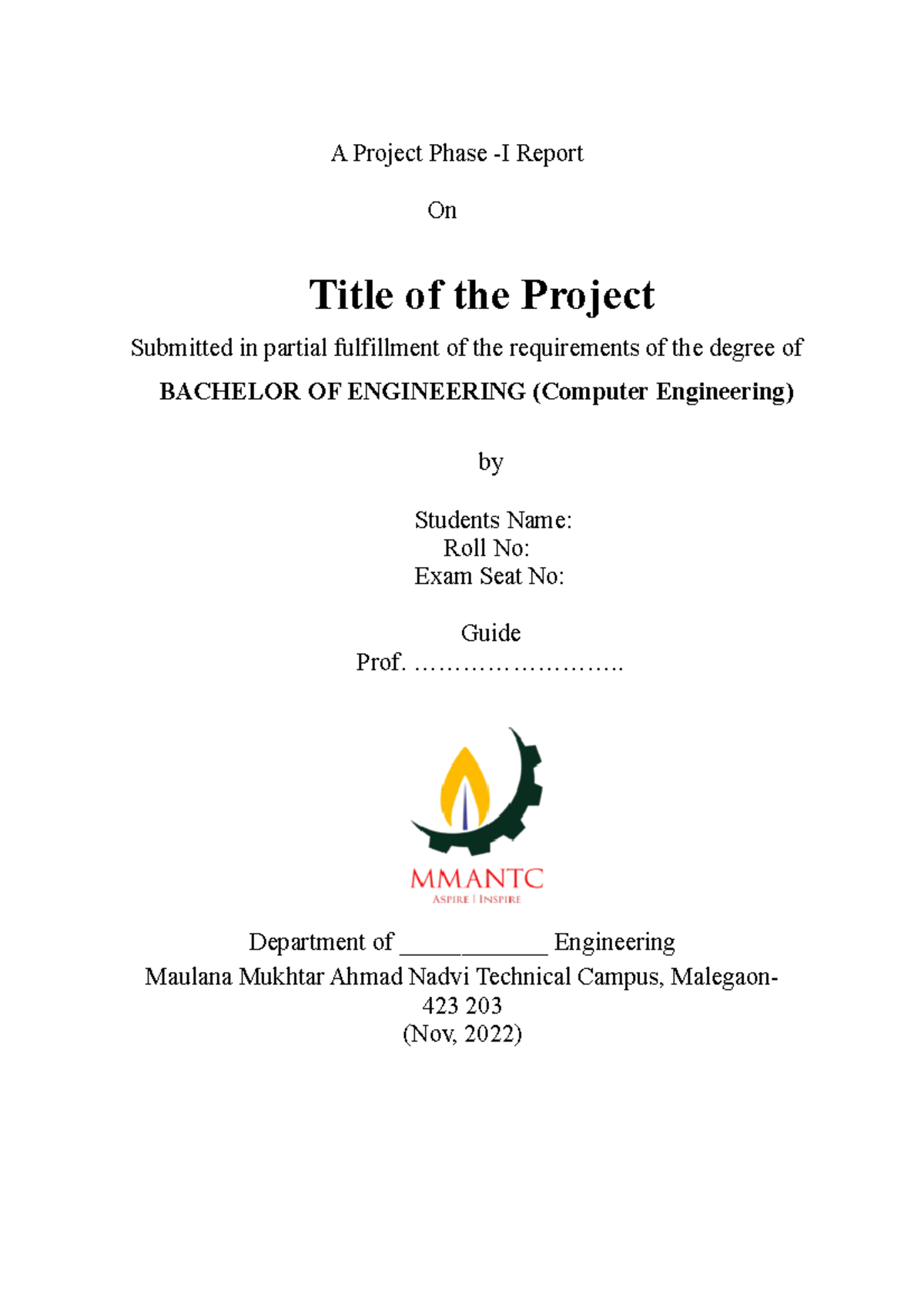 Mmantc BE Phase 1Report - A Project Phase -I Report On Title of the ...