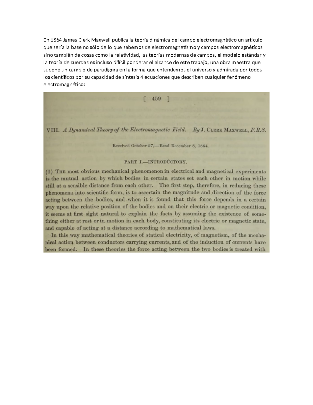 Leyes Maxwell - En 1864 James Clerk Maxwell publica la teoría dinámica ...