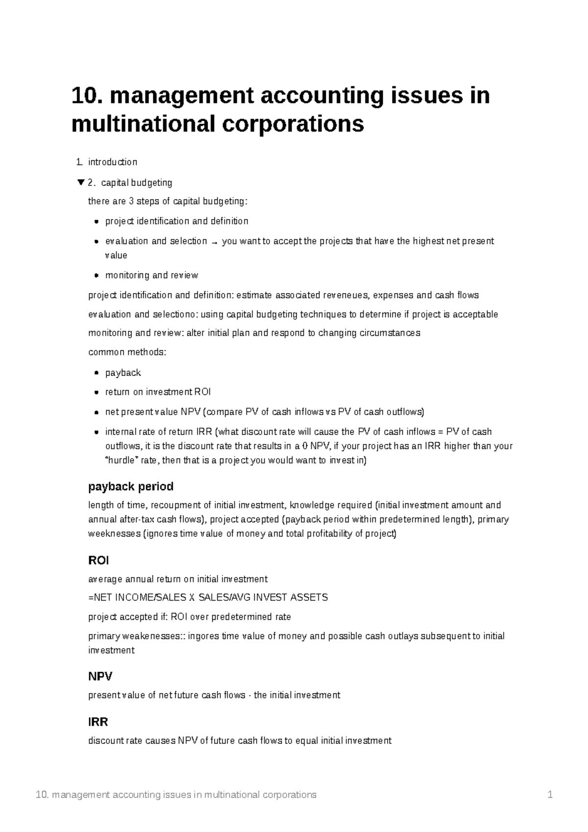 Management accounting issues in multinational corporations - management ...