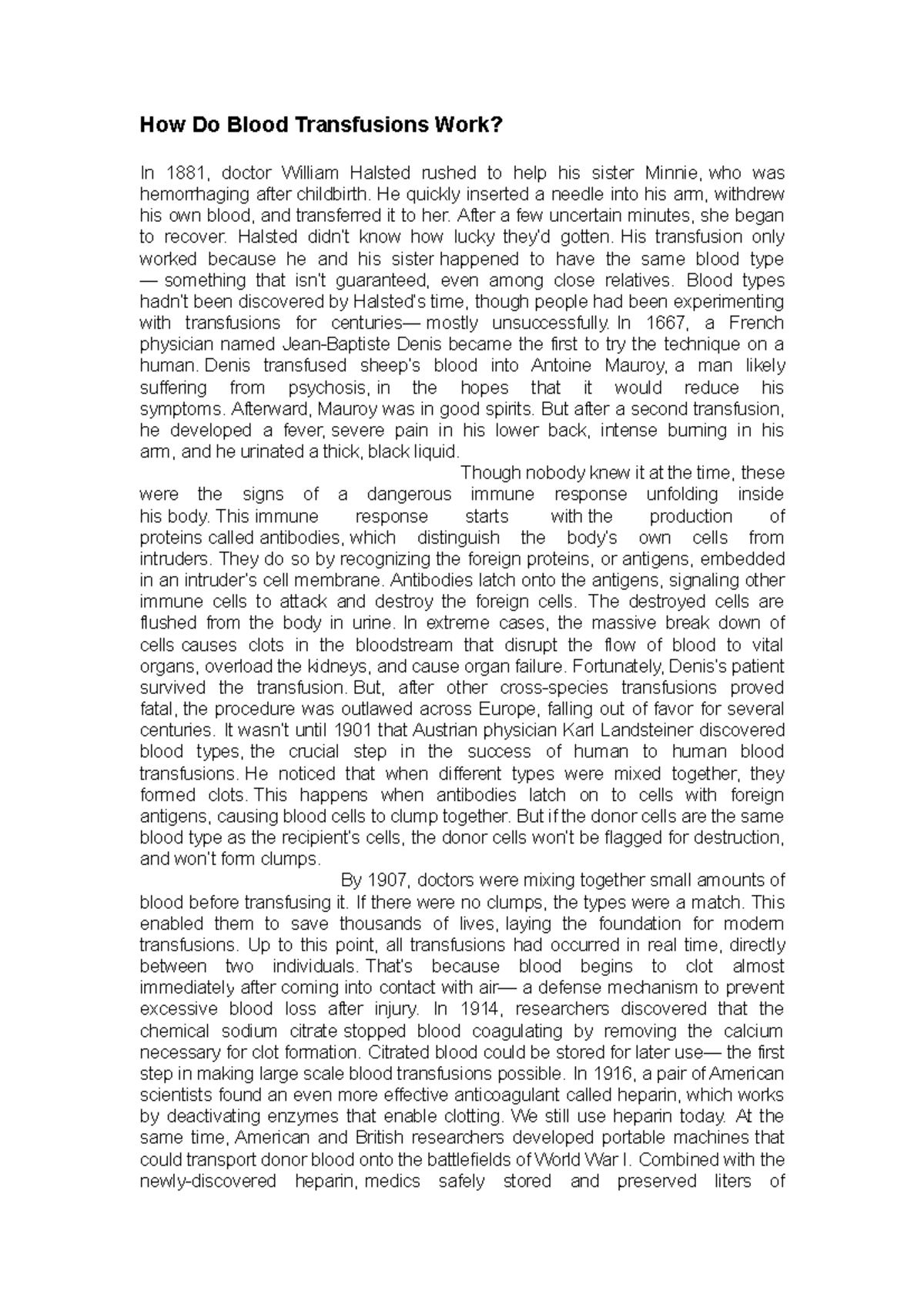 How Do Blood Transfusions Work - He quickly inserted a needle into his ...