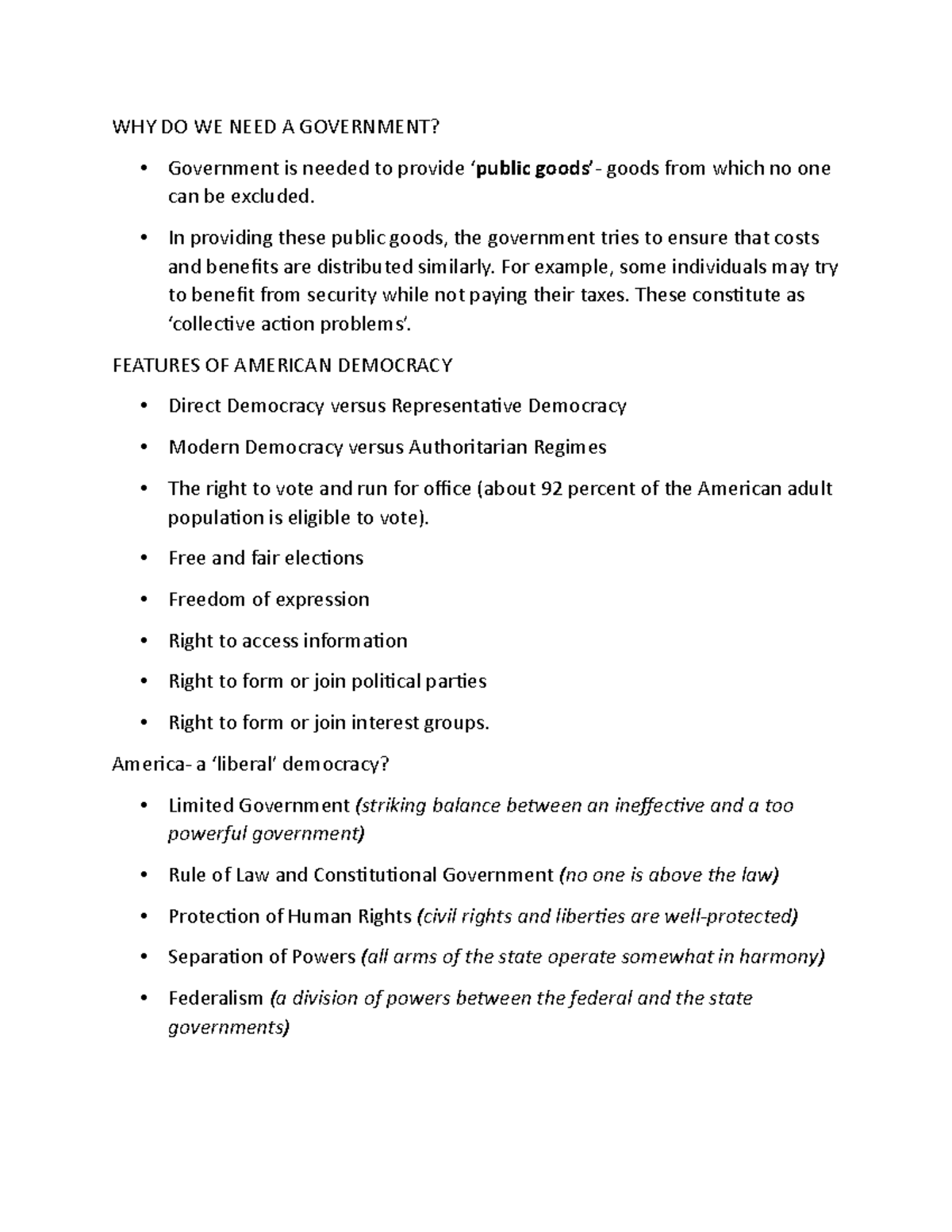 Gov slide 2 - American Government chapter 1 notes - WHY DO WE NEED A ...