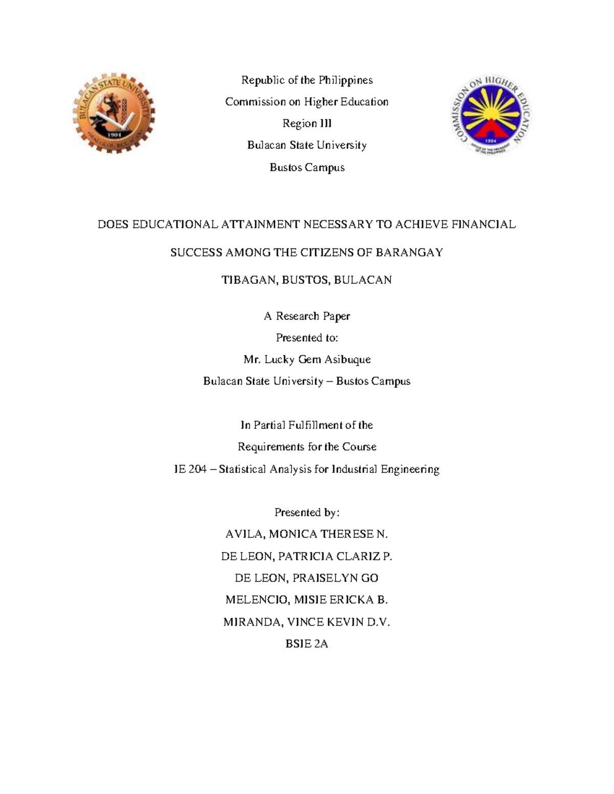 feasibility study - Republic of the Philippines Commission on Higher ...
