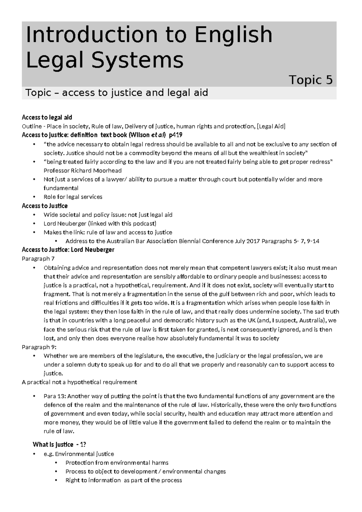 Introduction to English Legal Systems - access to justice and legal aid ...