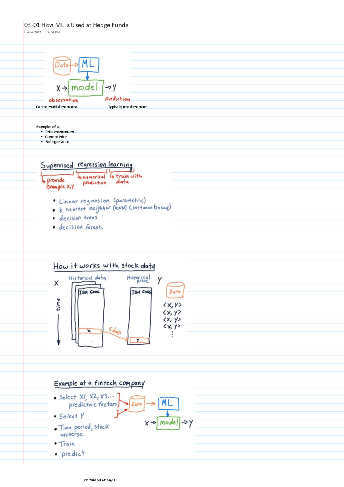 ML4T 03-01 How ML is Used at Hedge Funds - Can be multi-dimensional Typically one dimension ...