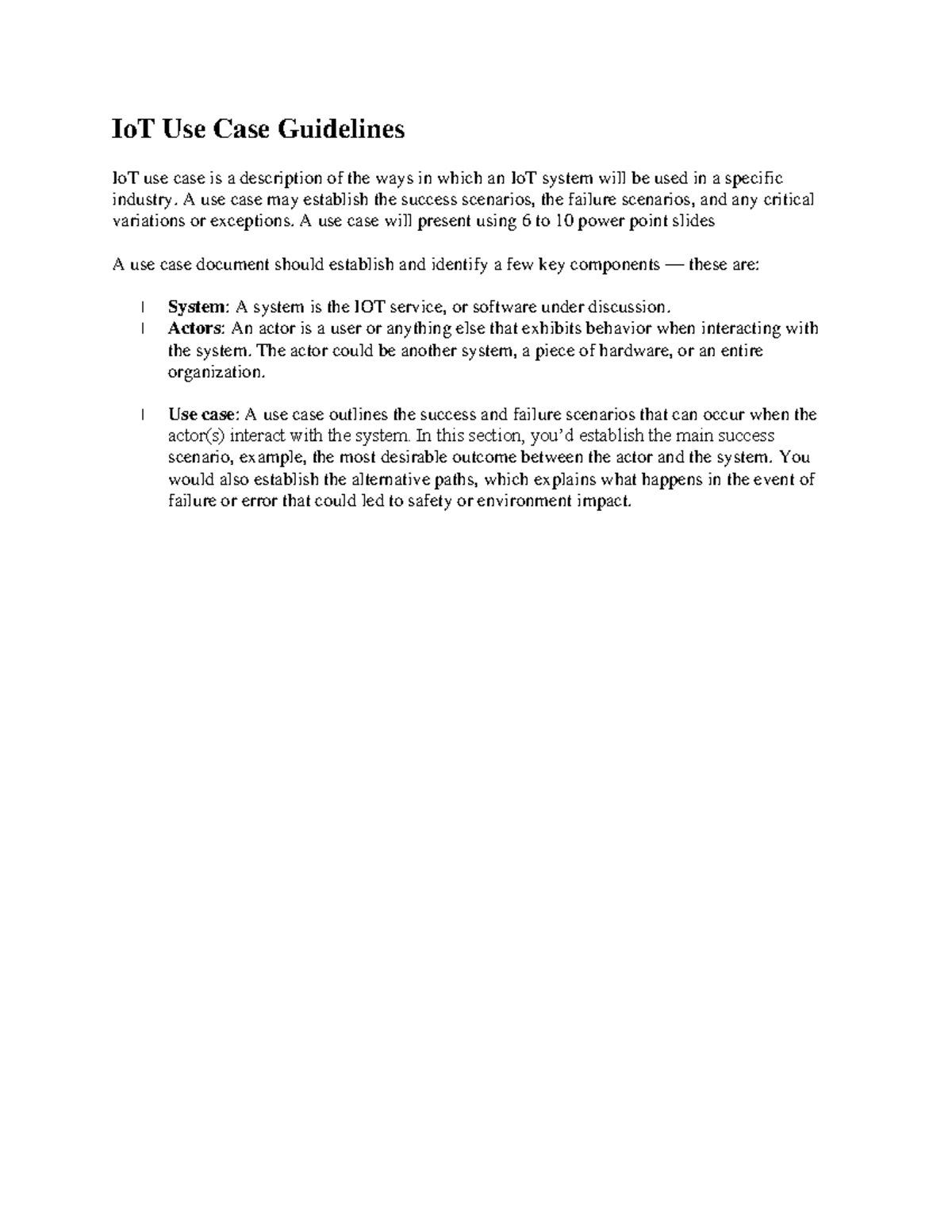 Io T Use Case Guidelines - IoT Use Case Guidelines IoT use case is a ...