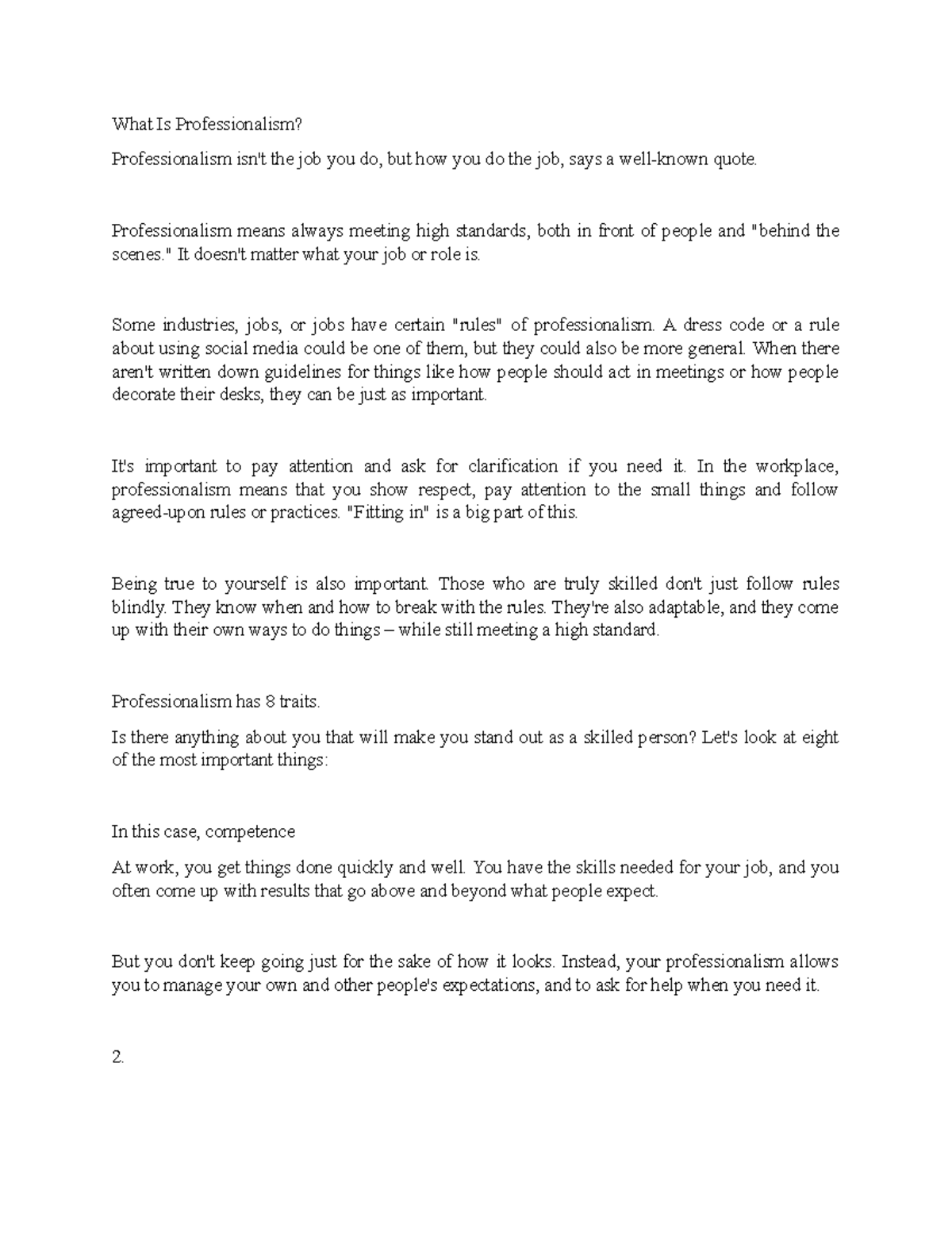 What Is Professionalism What Is Professionalism What Is Professionalism ...