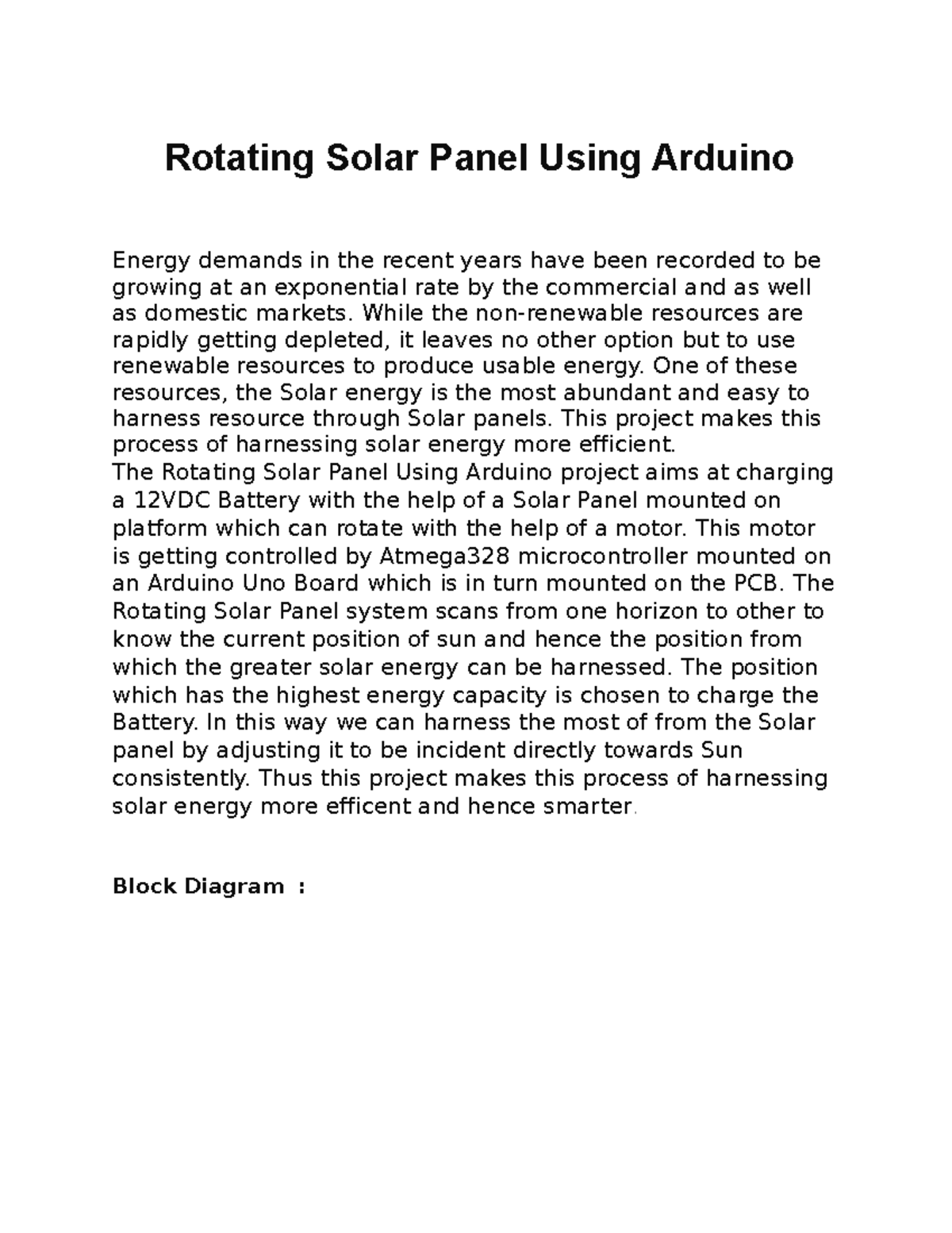 Hs N307 - Rotating Solar Panel Using Arduino Energy demands in the ...