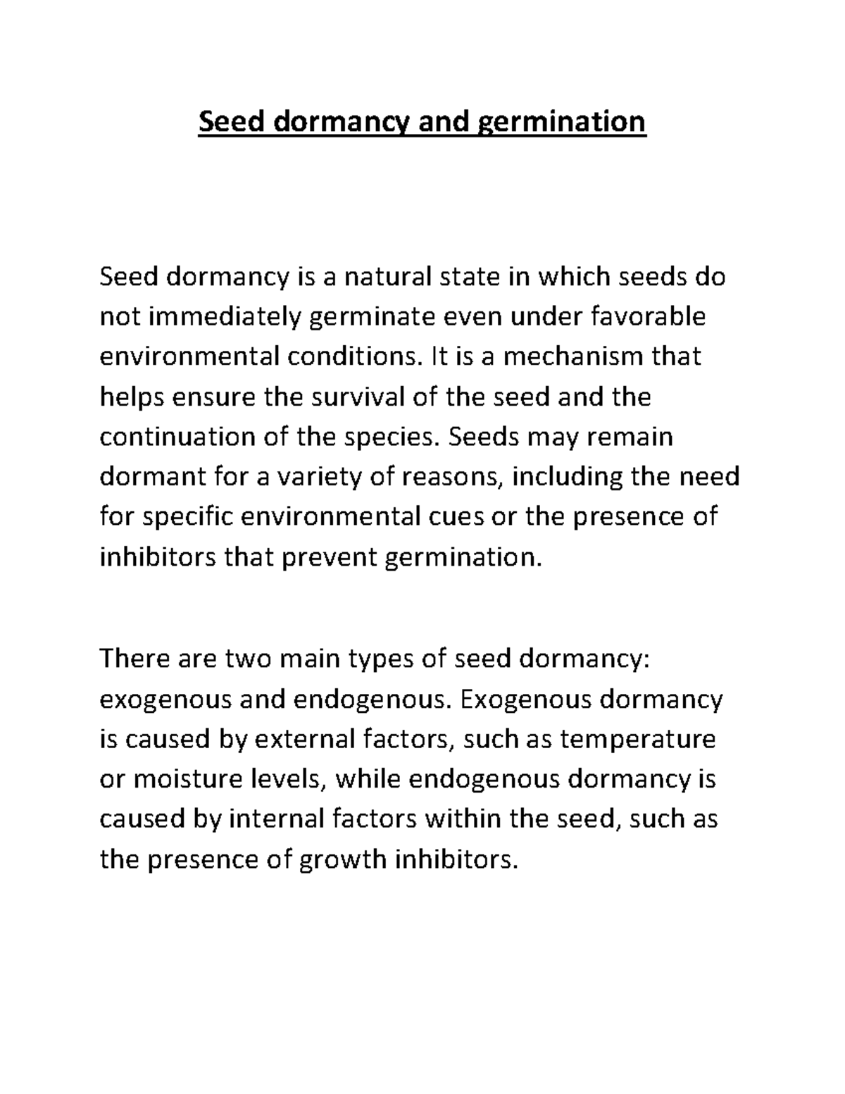 Seed dormancy and germination 1 - Seed dormancy and germination Seed ...