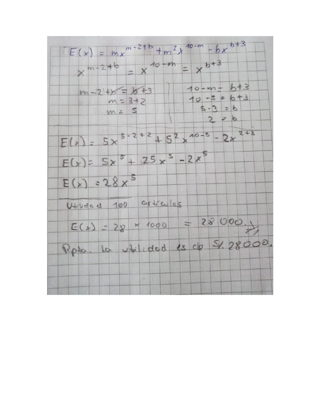 Ejercicio 10 Matematica - matematicas - E(x) mx bx X x x643 tb m 3 6 2 ...