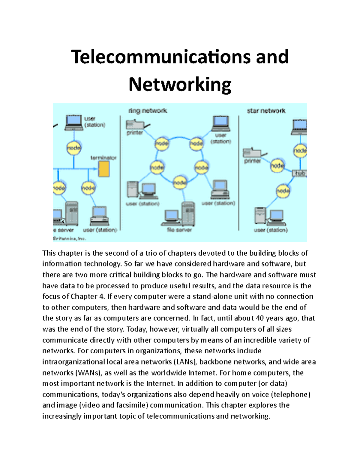 Telecommunications and Networking - Telecommunications and Networking This chapter is the second ...