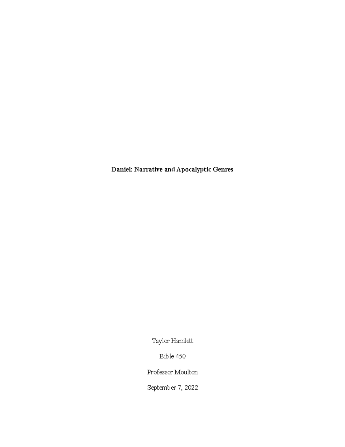 Daniel Narrative and Apocalyptic Genre - Daniel: Narrative and ...