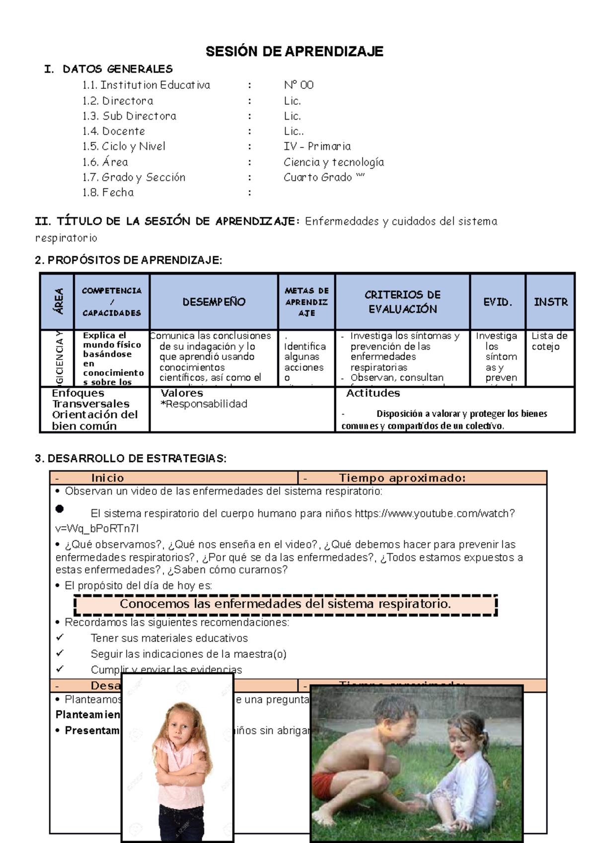 Sesión DE Aprendizaje Enfermedades y cuidados del sistema respiratorio ...