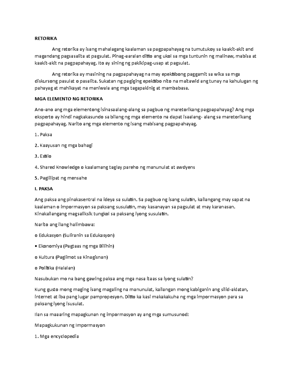 Retorika - Magmati - RETORIKA Ang retorika ay isang mahalagang kaalaman ...