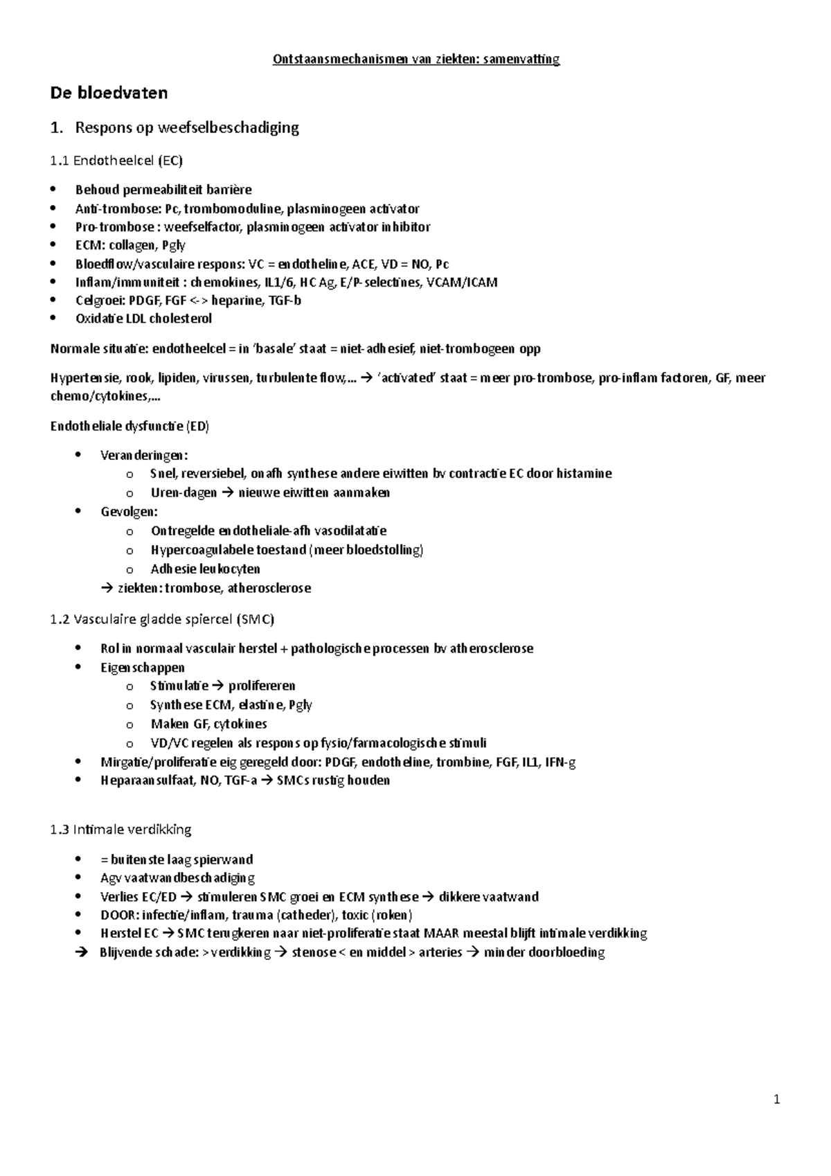 Ontstaansmechanismen van ziekten Samenvatting - Respons op ...