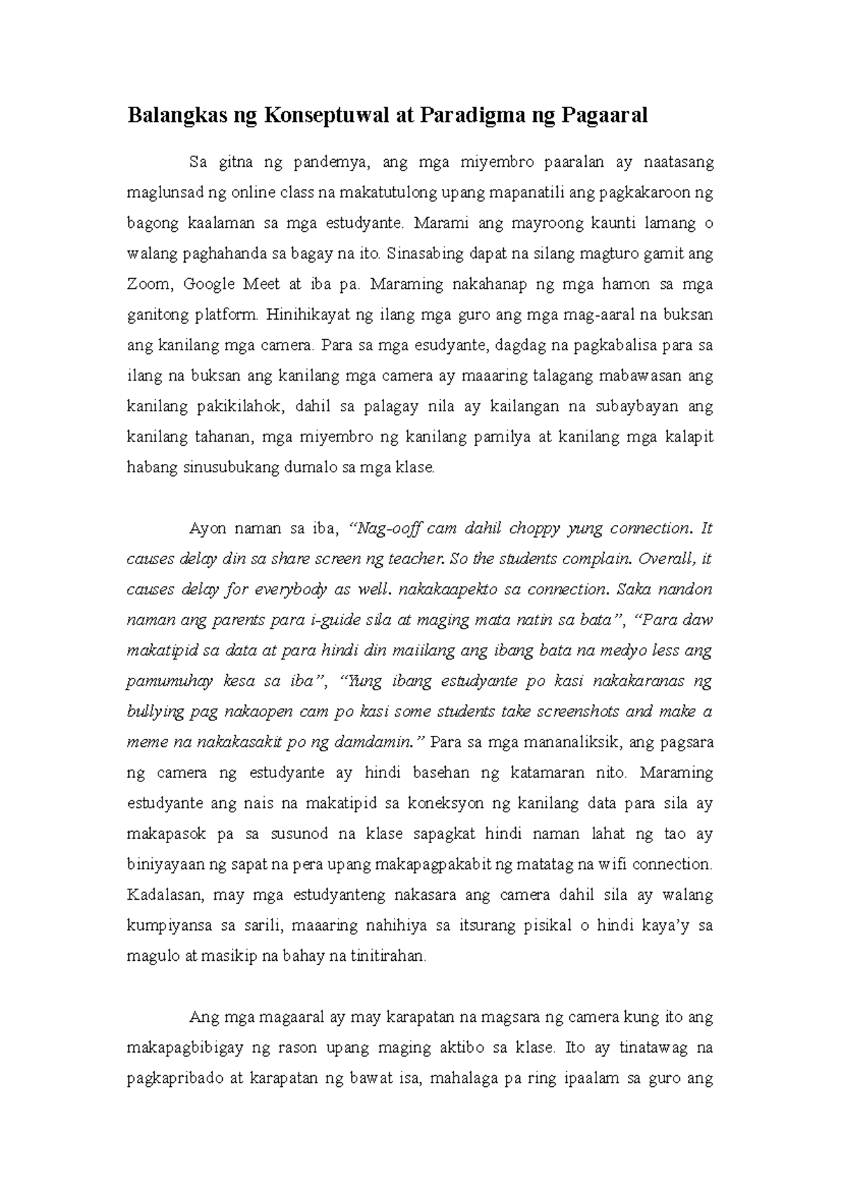 Fil - Grade: 34 - Balangkas ng Konseptuwal at Paradigma ng Pagaaral Sa ...
