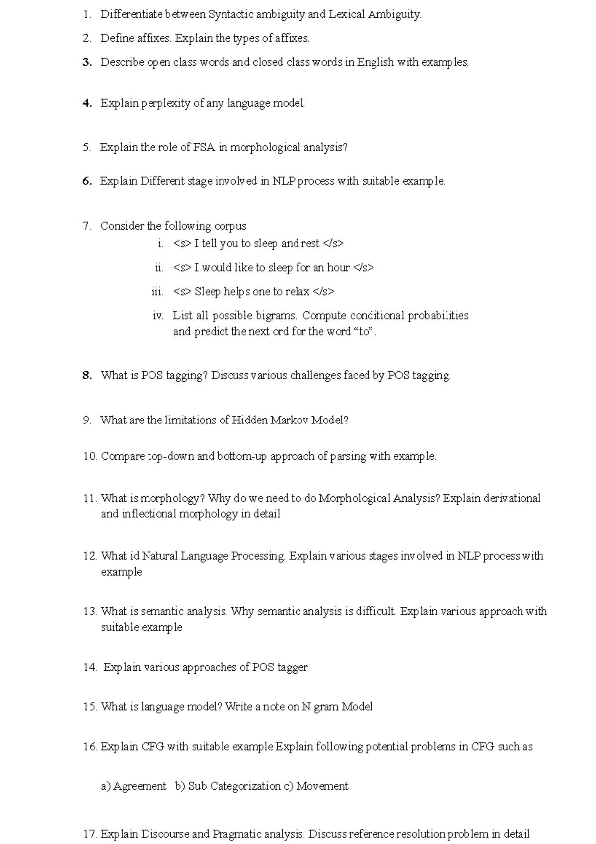 NLP Assignment no 1 SH23 - Differentiate between Syntactic ambiguity and Lexical Ambiguity ...