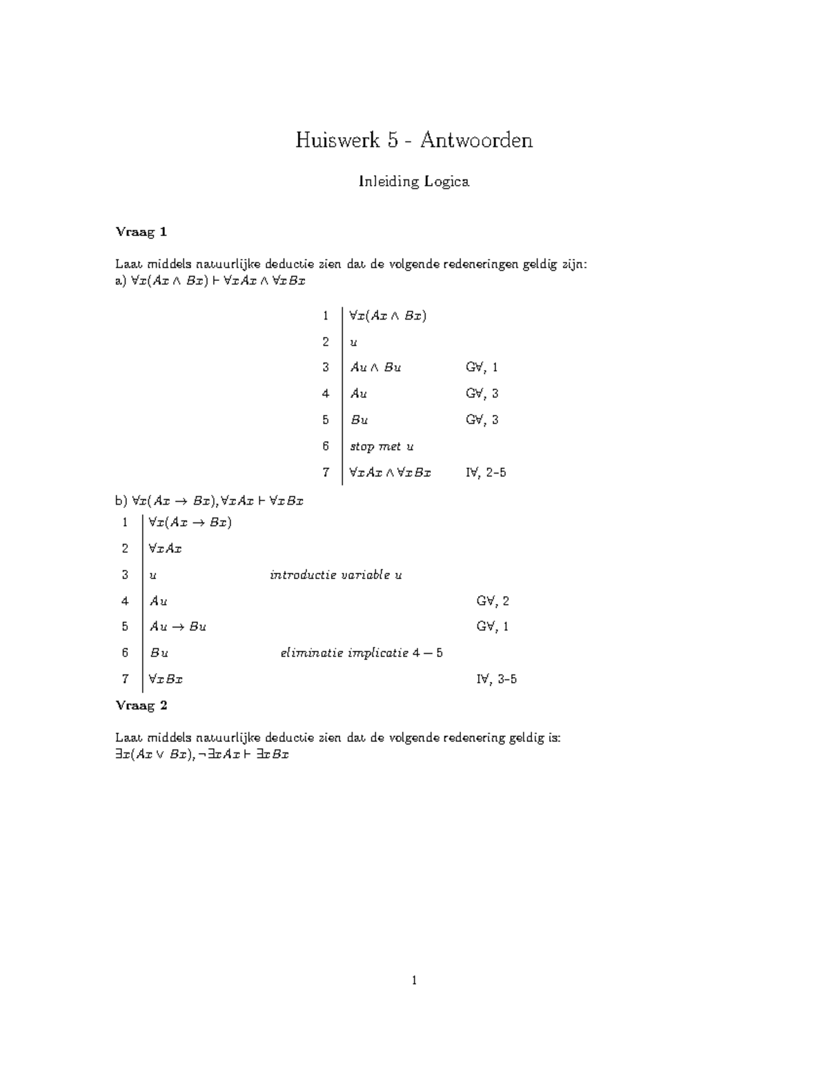 Huiswerk 5 opgaven 2021/22 - Huiswerk 5 - Antwoorden Inleiding Logica ...