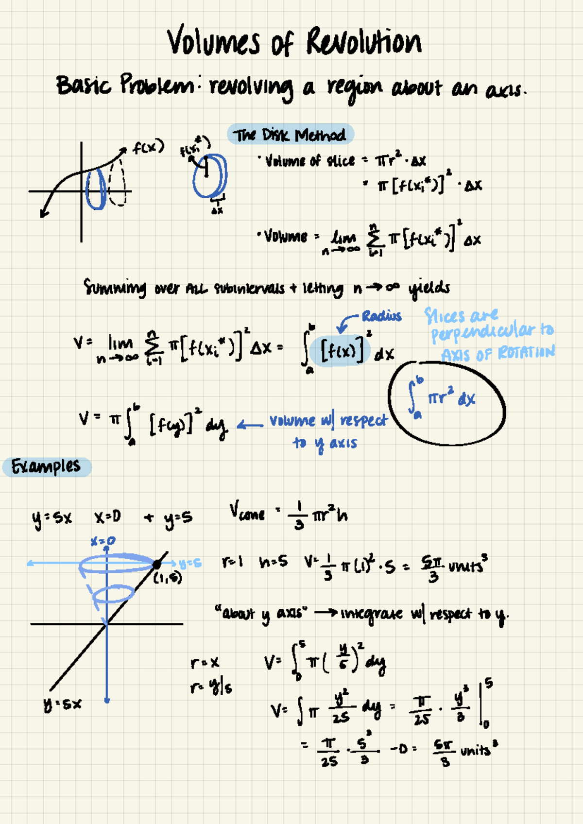 Volumes of Revolution - Volumes of Revolution Basic Problem : revolving ...
